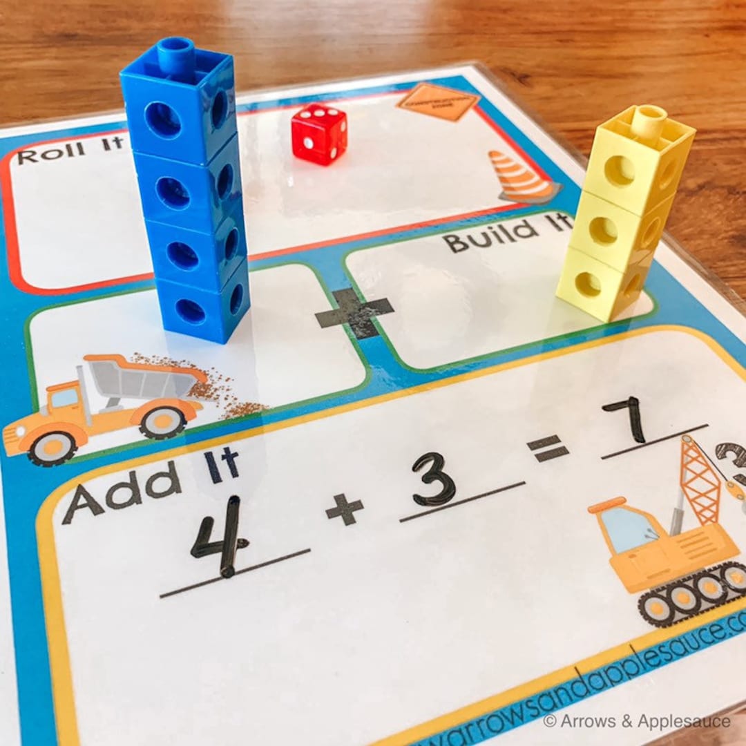 Math Dice Game, Printable Kids Addition Game, Homeschool, Counting ...