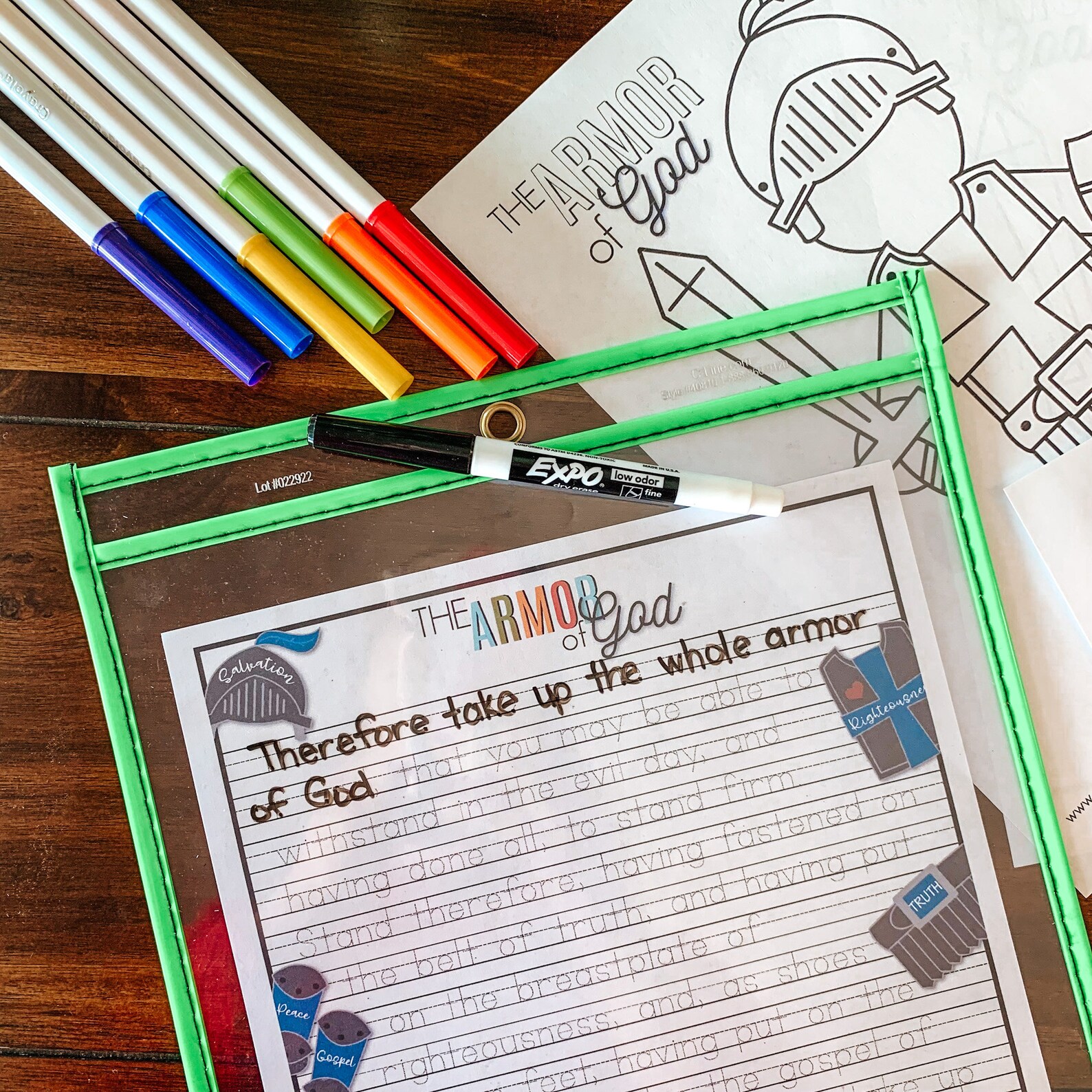 Armor of God Trace and Color Activity Set, Coloring Pages, Bible Verse ...