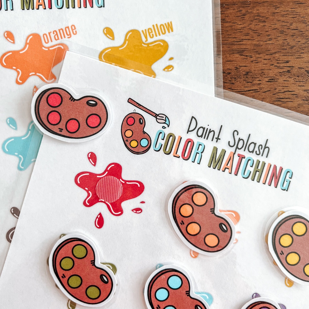 Color Sorting Matching Paint Splash Game, Printable Toddler Preschool ...