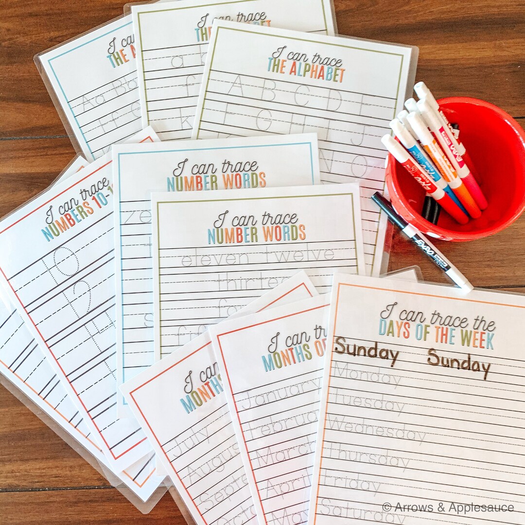 Tracing Worksheets, Printable Alphabet, Number Copy Work, Number Word ...