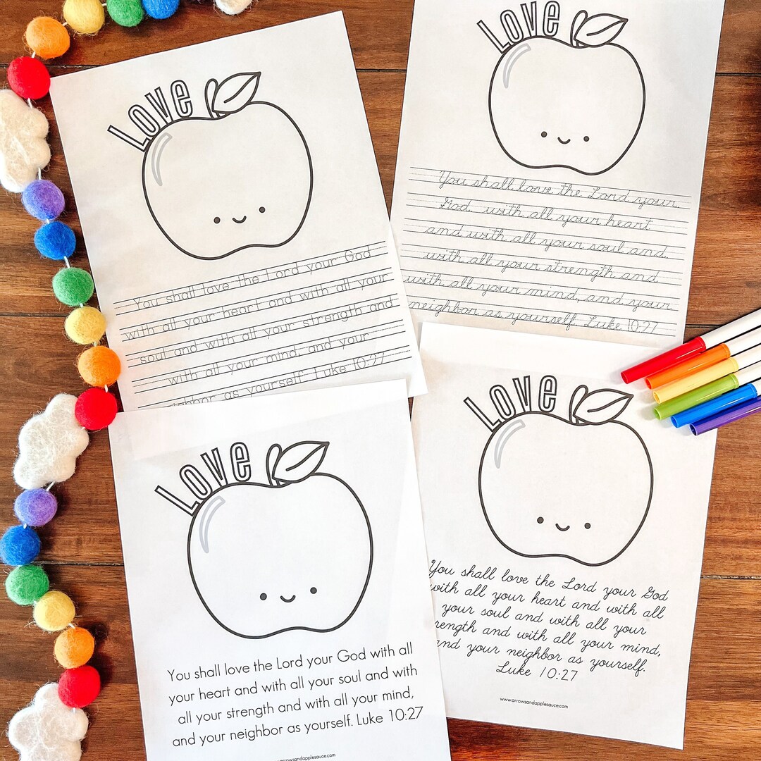 Fruit of the Spirit Cursive Verse Tracing and Coloring Pages, Printable ...