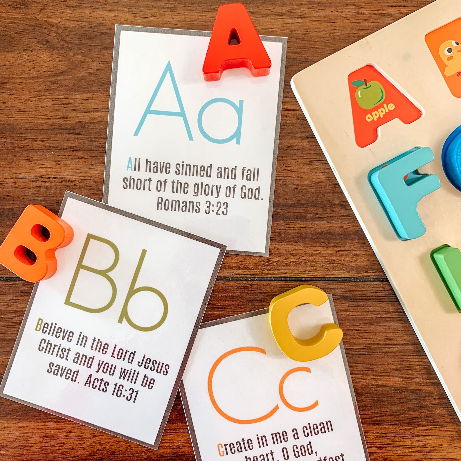 Alphabet Bible Verse Cards, Printable ABC Bible Flashcards, Kid's Daily ...