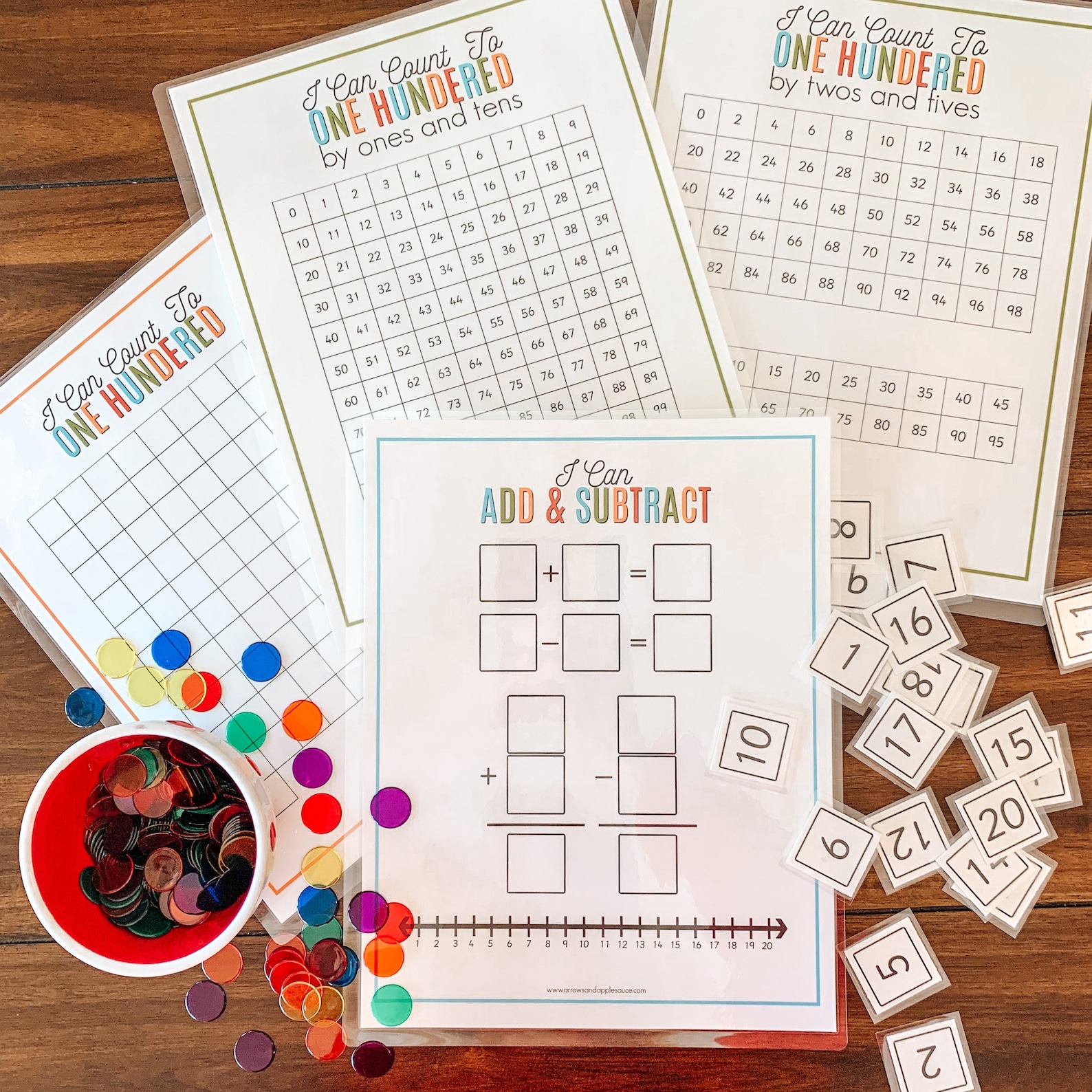 Hundreds Chart Math Bundle, Printable First Grade Math Chart, Skip ...