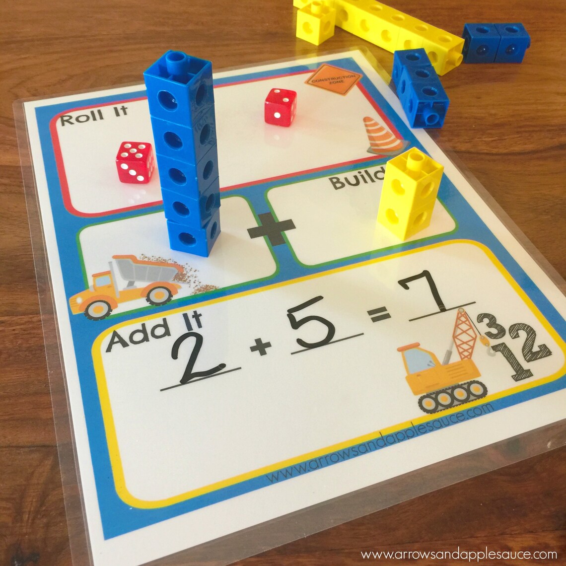 Math Dice Game Printable Kids Addition Game Homeschool - Etsy