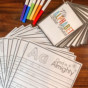 Alphabet Bible BUNDLE, Printable Verse Tracing Worksheets, Bible Verse ...