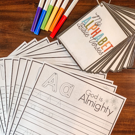 Alphabet Bible BUNDLE Printable Verse Tracing Worksheets | Etsy