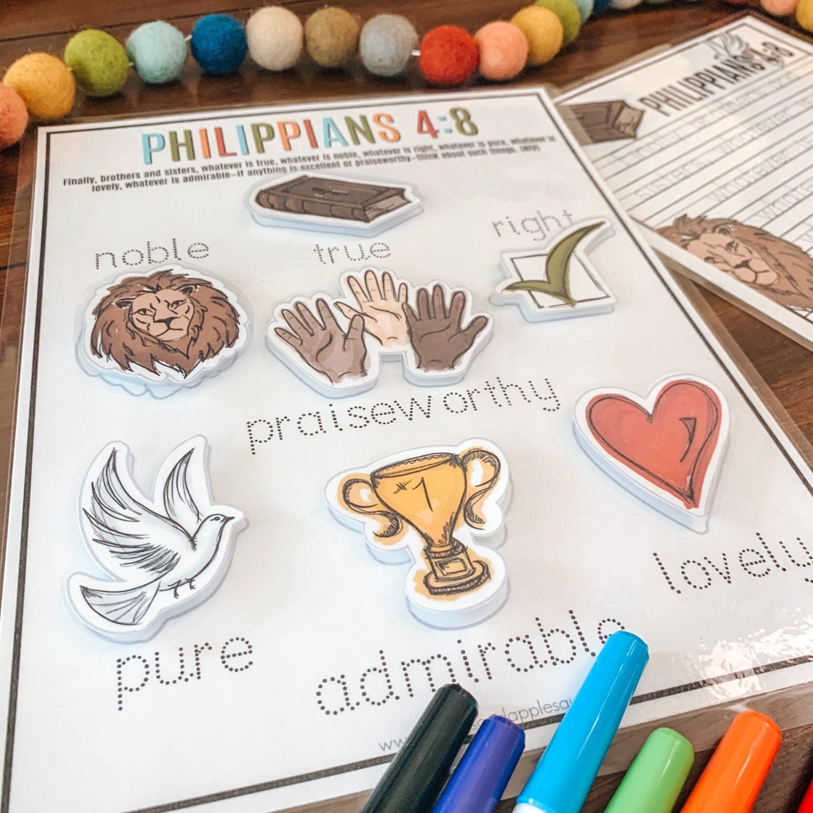 Bible Verse Activity, Philippians 4:8, Printable Kids Bible Study ...