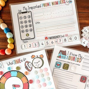 Life Skills for Kids Printable Bundle, Learn to Tell Time, Phone Number ...