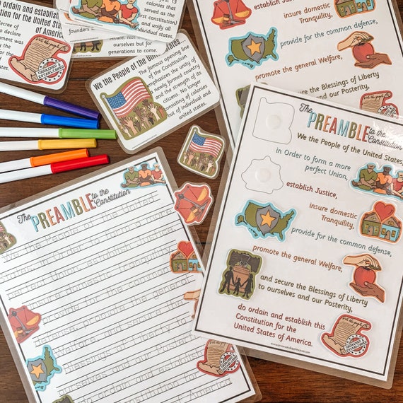 Preamble to the Constitution Printable Activity Pack United - Etsy