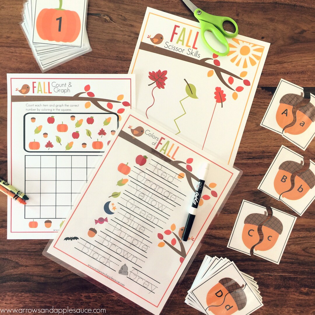 Fall Preschool Activity PRINTABLE Bundle, Alphabet Puzzles, Tracing ...