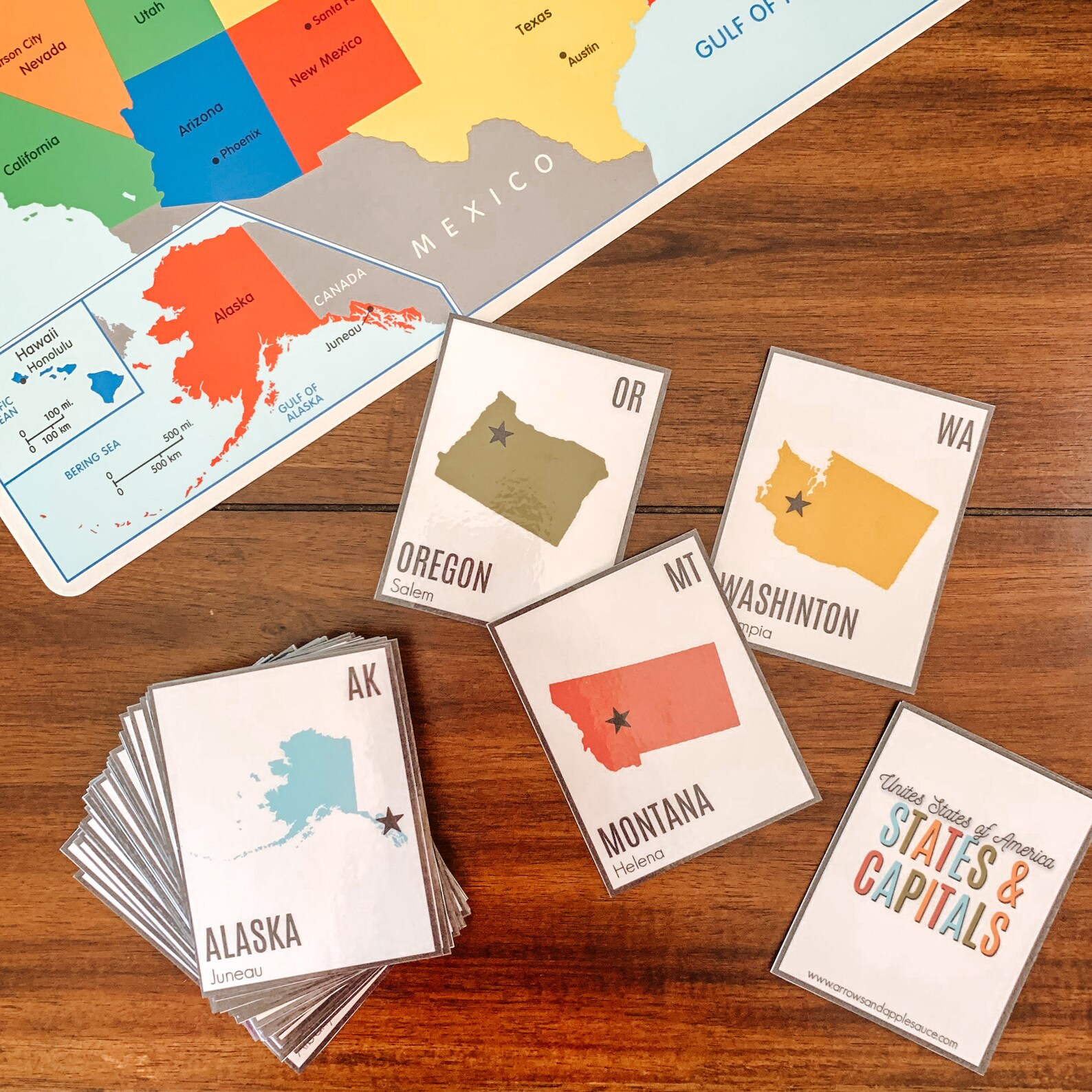U.S. States and Capitals Printable Flashcards. United States - Etsy