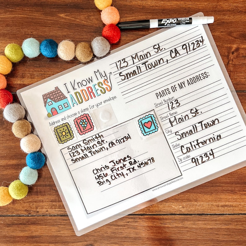 Address Kids Activity Address Practice Homeschool Printable - Etsy