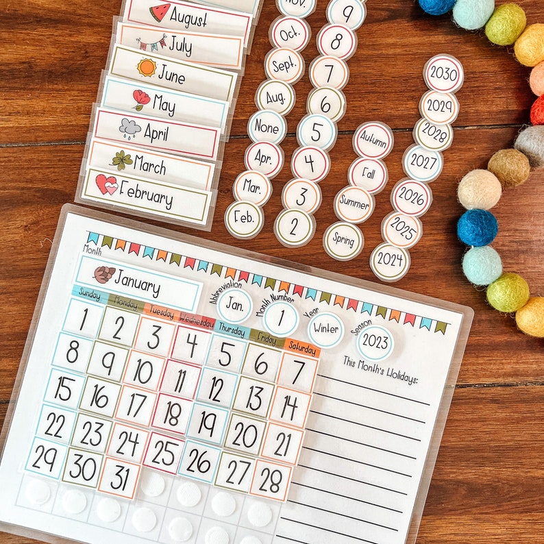 Perpetual Calendar, Circle Time Printable, Classroom Calendar ...