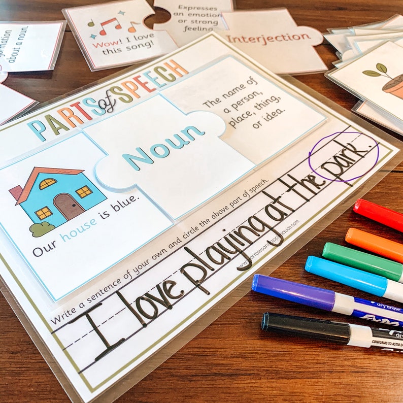 Parts of Speech Activity, Printable Grammar Game, Kids Language Arts ...