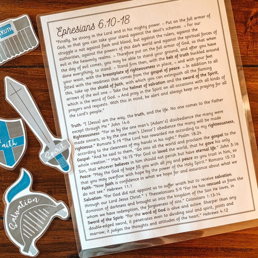 Armor Of God Printable Activity Bible Lesson Ephesians | Etsy