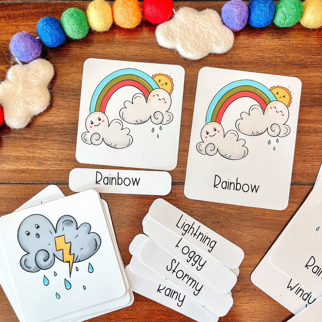 Weather Activity Set, Printable Weather 3 Part Cards, Tracing ...