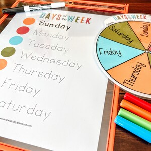 Days of the Week Wheel & Tracing Worksheet, Homeschool Printable ...