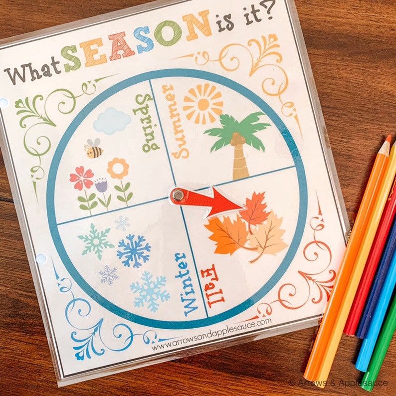 Seasons Wheel Printable Circle Time Learning Tool Spring | Etsy