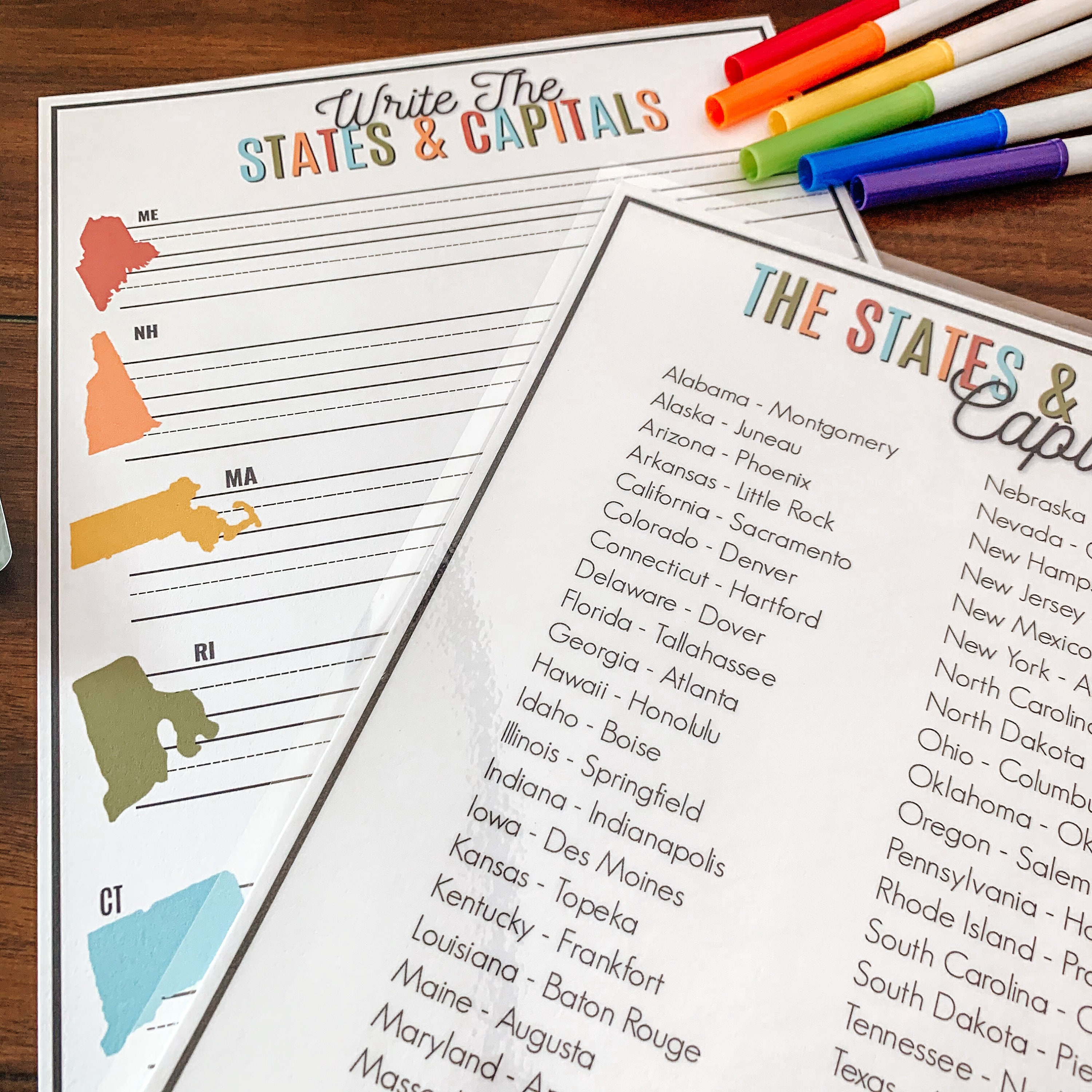 States and Capitals Activity BUNDLE, Printable United States Learning ...