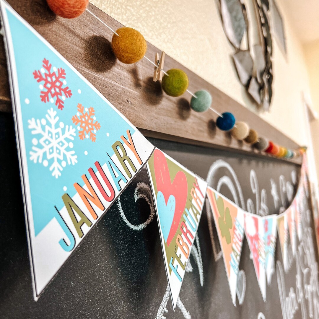 Months of the Year Banner, Printable Banner, Classroom Decor, Circle ...