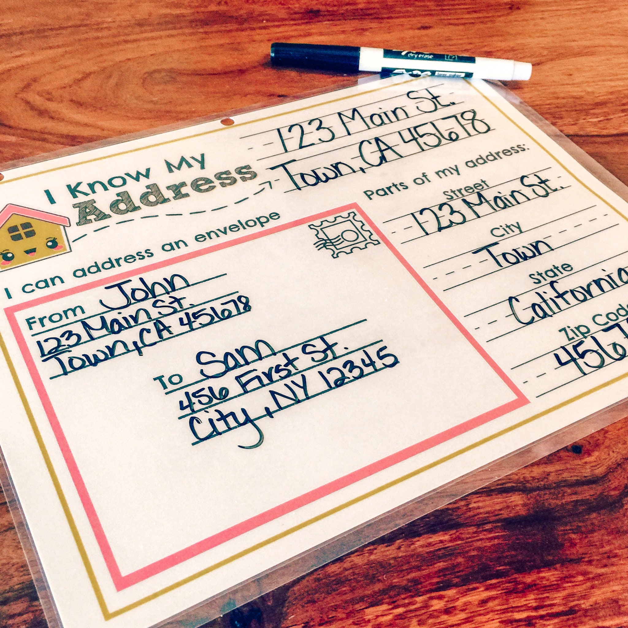 Address Kids Activity Address Practice Homeschool Printable - Etsy