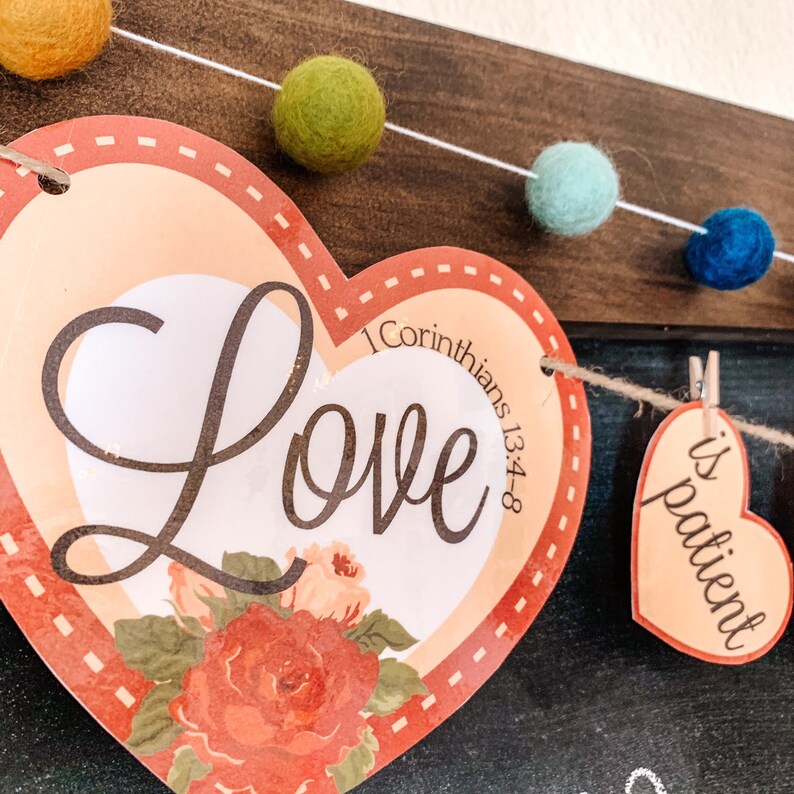 Valentines Day Countdown Printable Banner, 1 Corinthians 13:4-8, Love ...