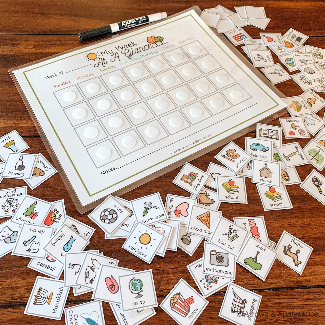 Weekly Kids Calendar Printable Visual Schedule Perpetual - Etsy