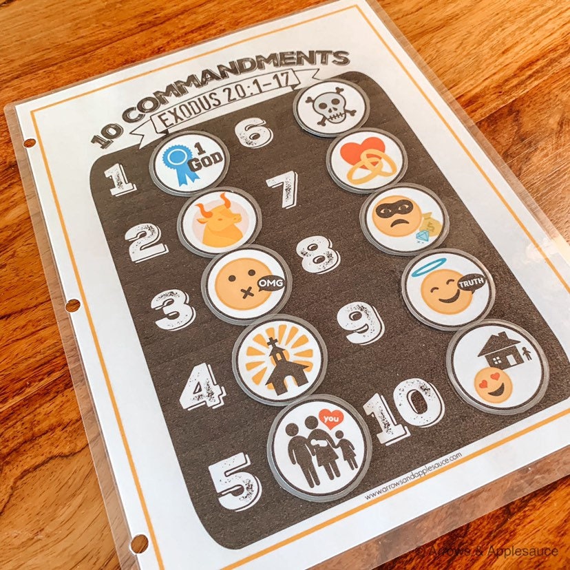 Ten Commandments Printable Memory Game, Kids Activity, Bible Verse ...