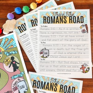 Romans Road Printable Bible Activity, Kids Theology, Verse Tracing ...