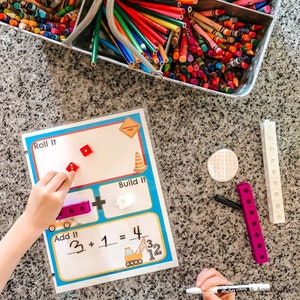 Math Dice Game, Printable Kids Addition Game, Homeschool, Counting ...