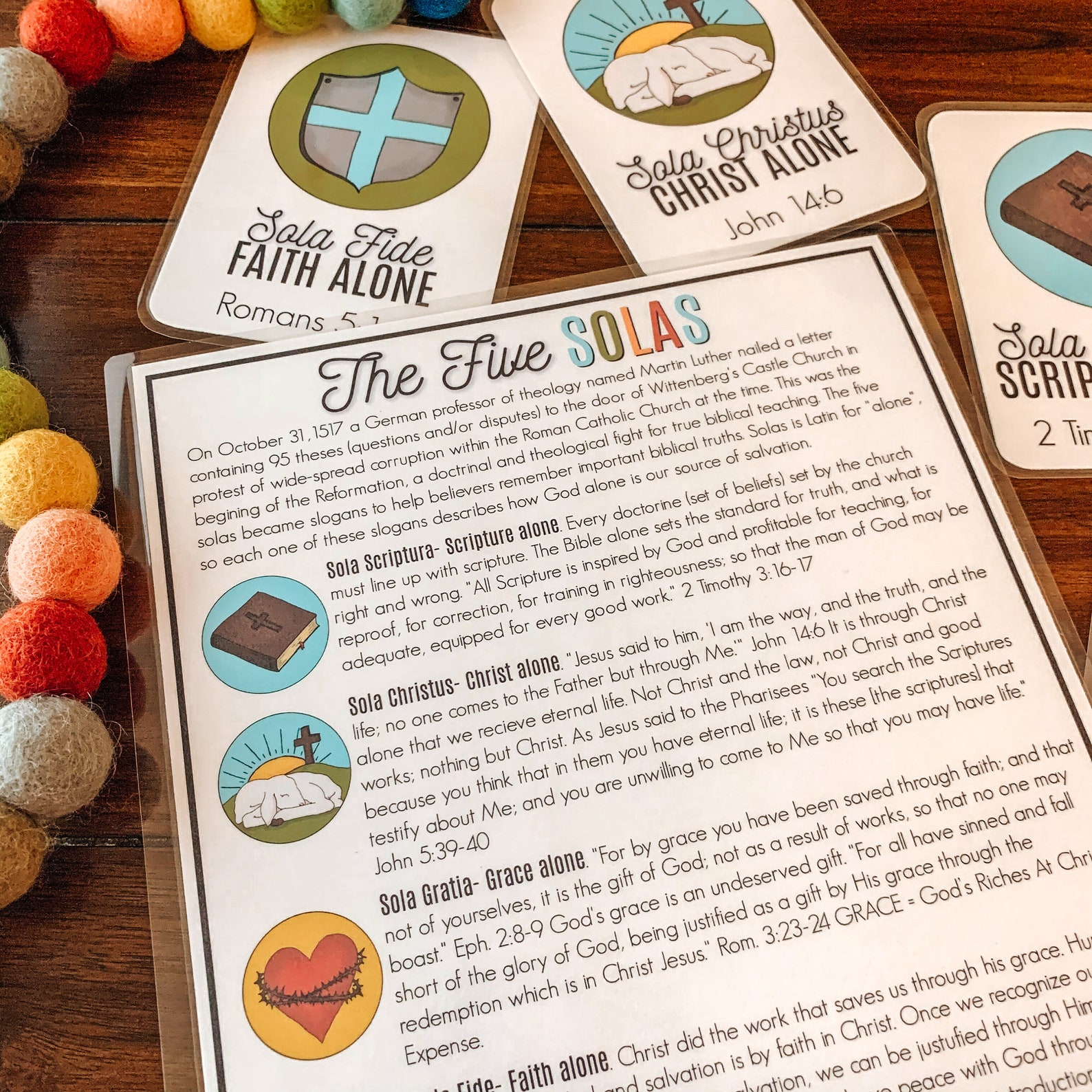 Five Solas Activity Reformation Theology Lesson Kids Bible | Etsy