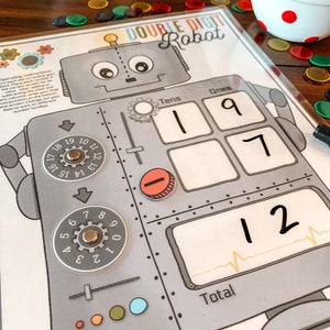 Double Digit Robot, Printable Math Activity, Elementary Math, Addition ...