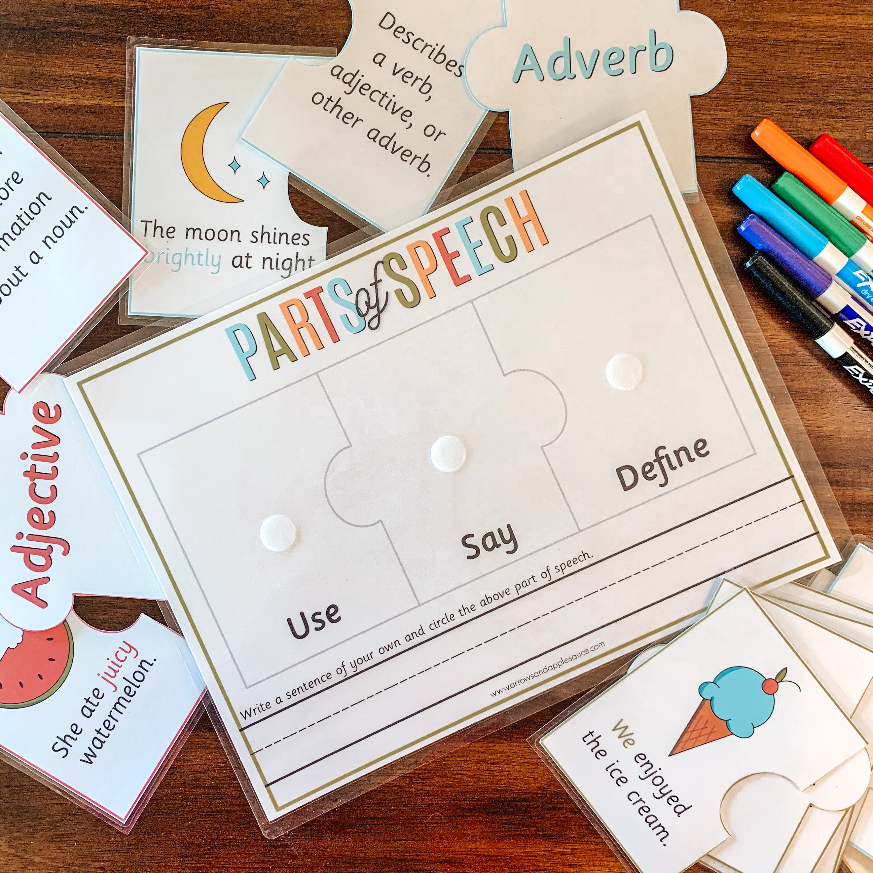 Parts of Speech Activity, Printable Grammar Game, Kids Language Arts ...