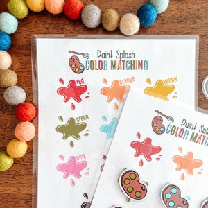 Color Sorting Matching Paint Splash Game, Printable Toddler Preschool ...