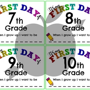 First Day of School Pre-k to 12th Grade Printable Sign, Photo Prop ...