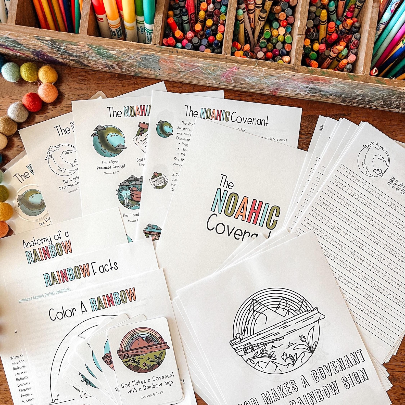 Noah's Ark Kids Bible Study, Noahic Covenant Rainbow Printable Activity ...