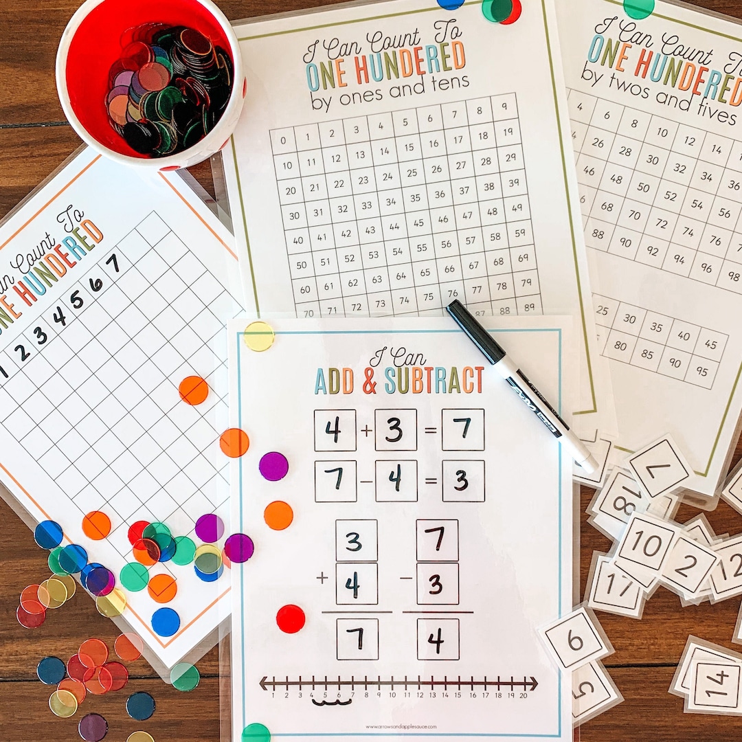 Hundreds Chart Math Bundle, Printable First Grade Math Chart, Skip ...