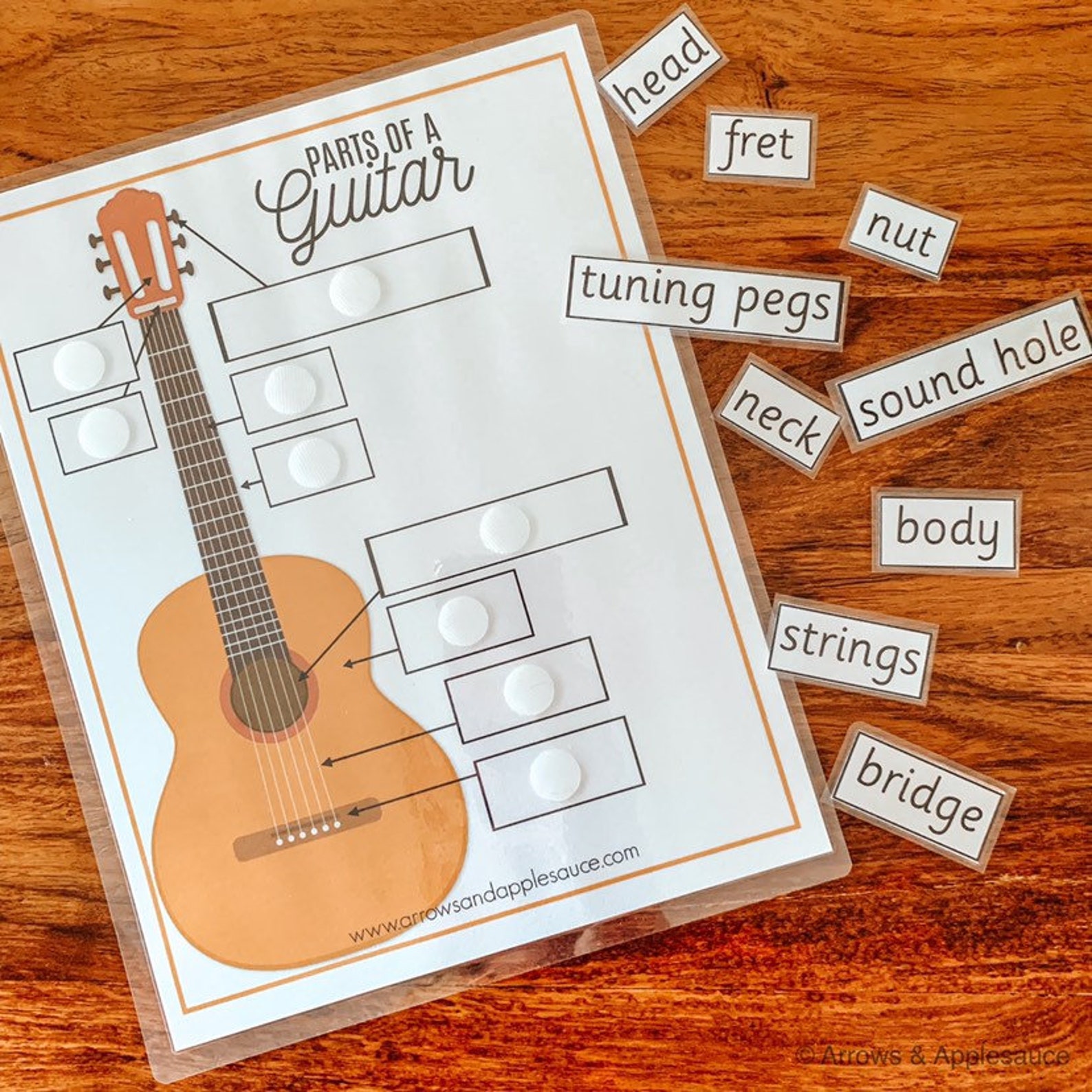 Guitar Parts Printable Memory Game, Learning Guitar, Beginner Acoustic ...