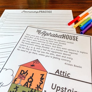 Alphabet House Printable Penmanship Practice, Mini Poster, Writing ...