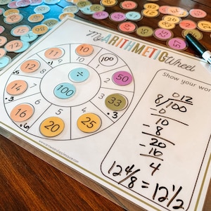 Math Wheel, Printable Arithmetic Wheel, Addition, Subtraction, Division ...