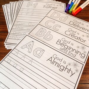 Bible Verse Tracing Pages Printable Alphabet Worksheets | Etsy
