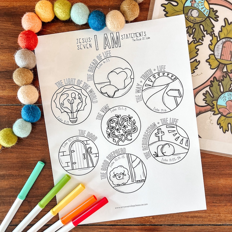 Jesus' I Am Statements Printable Bible Study, Sunday School Lesson ...