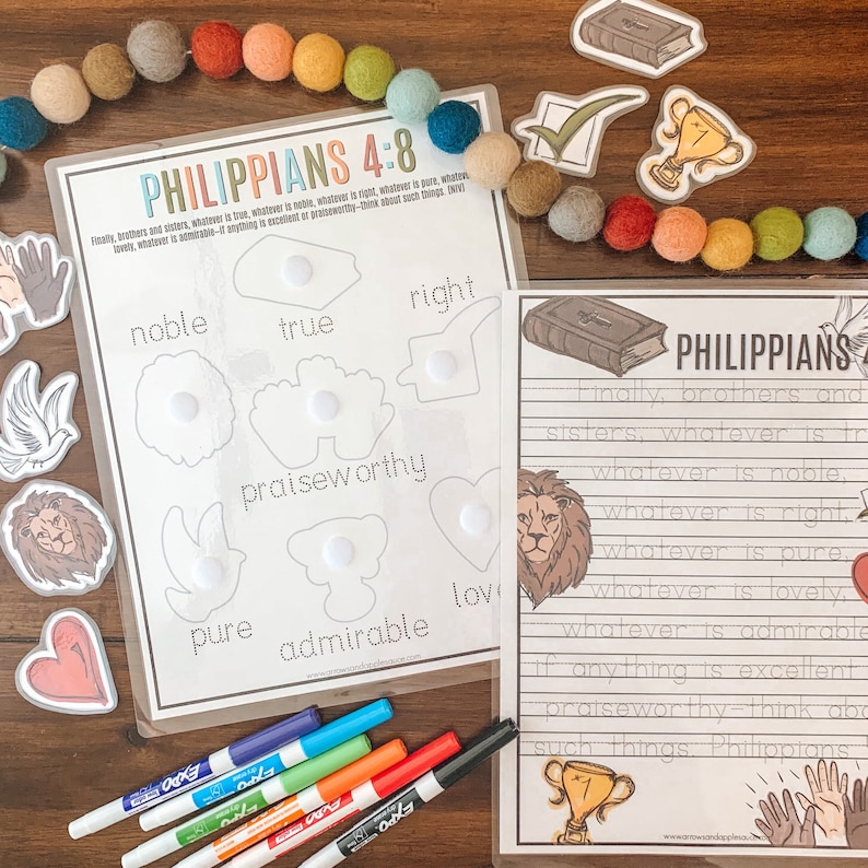 Bible Verse Activity Philippians 4:8 Printable Kids Bible - Etsy Sweden