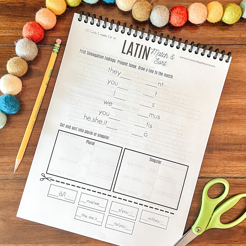 Latin Printable Worksheets, Verb Tense, CC Cycle 2 Latin, Kids Latin ...