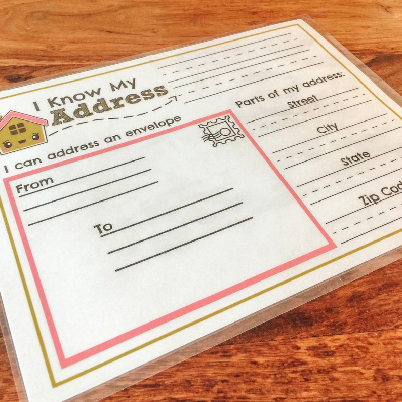 Address Kids Activity Address Practice Homeschool Printable - Etsy