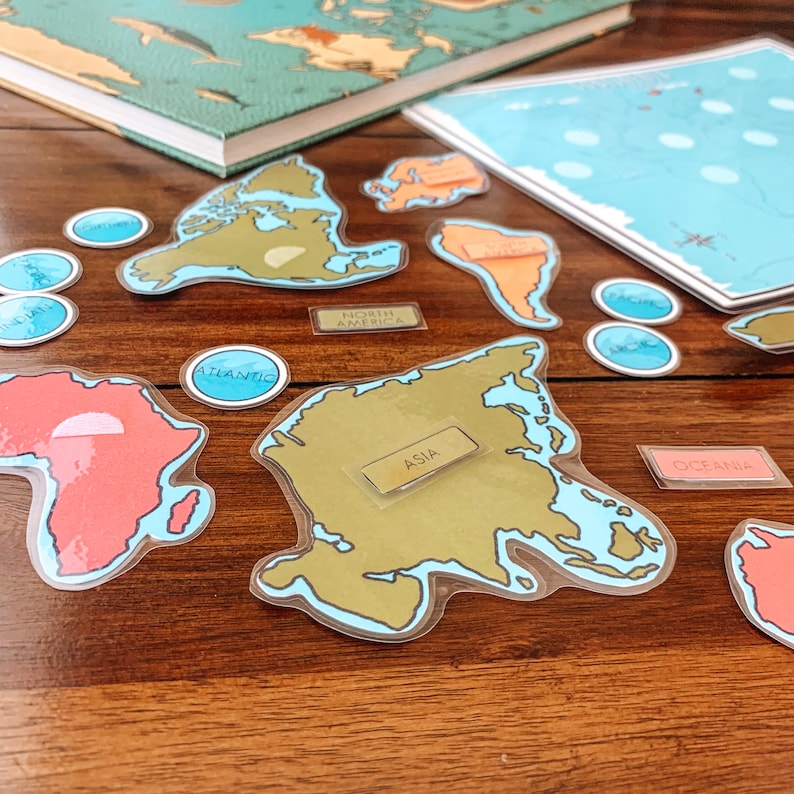 Continents & Oceans Printable Puzzle World Geography Map - Etsy