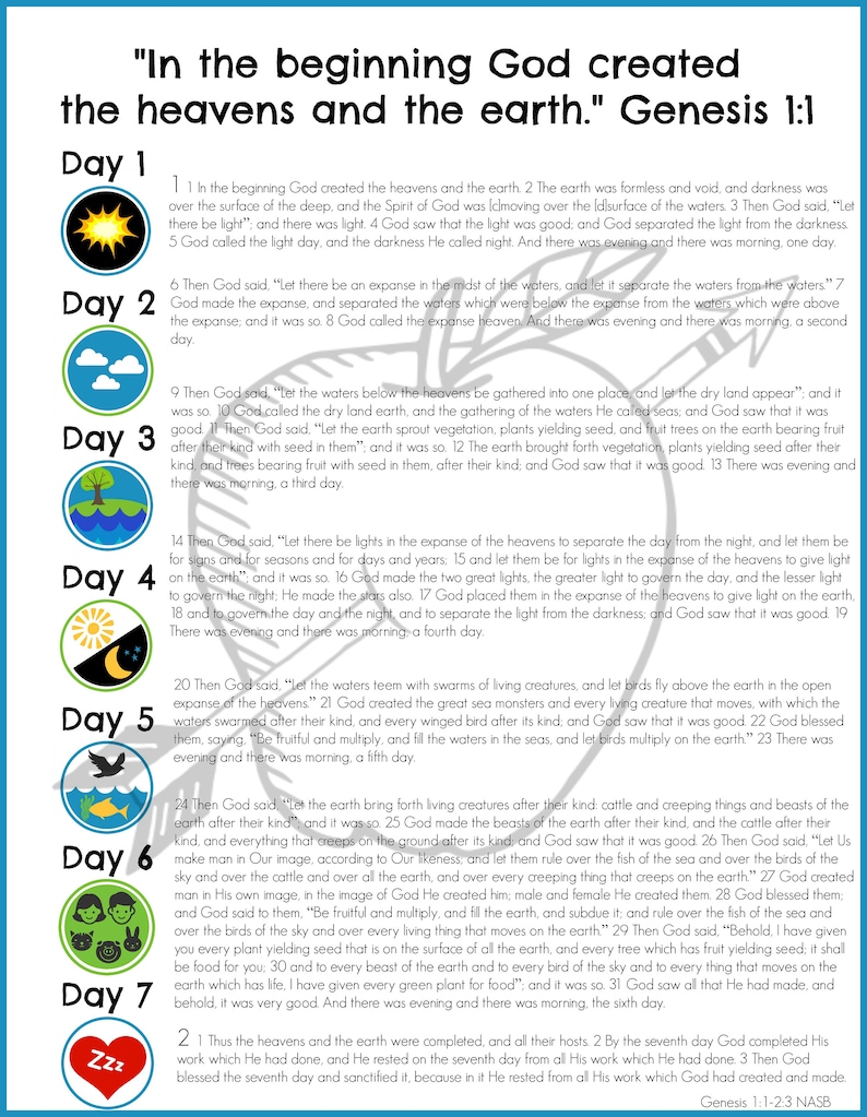 7 Days of Creation Printable, Christian Kids Matching Game, Genesis ...