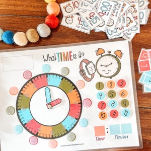 Kids Clock, Learn to Tell Time, Printable Learning Game, Homeschool ...