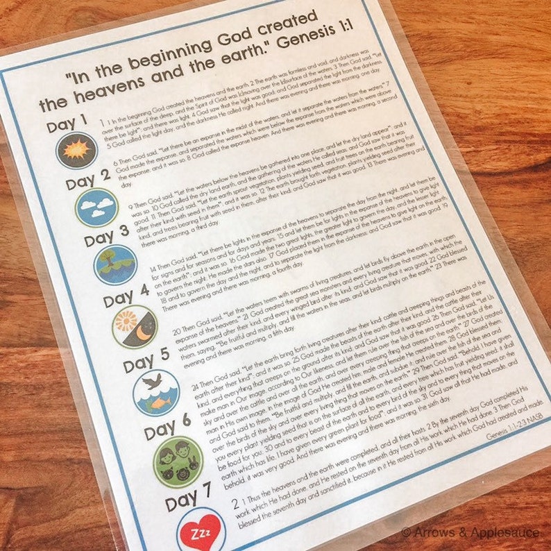 7 Days of Creation Printable Christian Kids Matching Game - Etsy