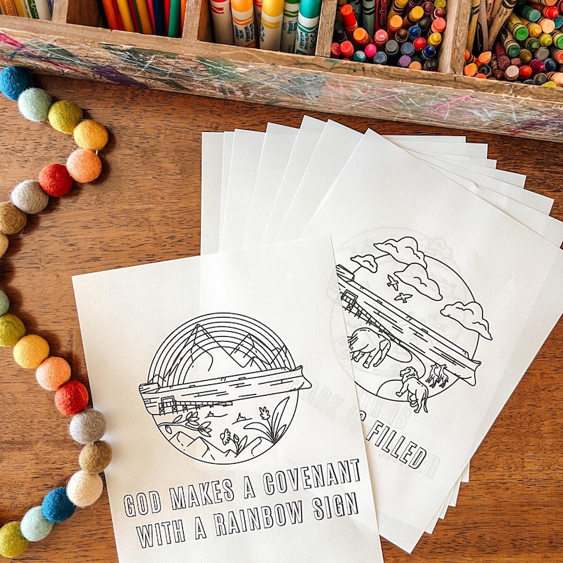 Noah's Ark Kids Bible Study, Noahic Covenant Rainbow Printable Activity ...